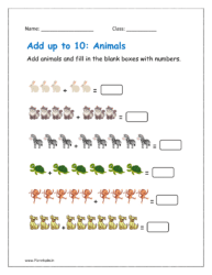 Add up to 10 objects worksheets for kindergarten | Planetspin.in