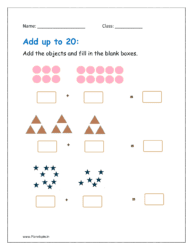 Add up to 20 worksheet for kindergarten | Planetspin.in