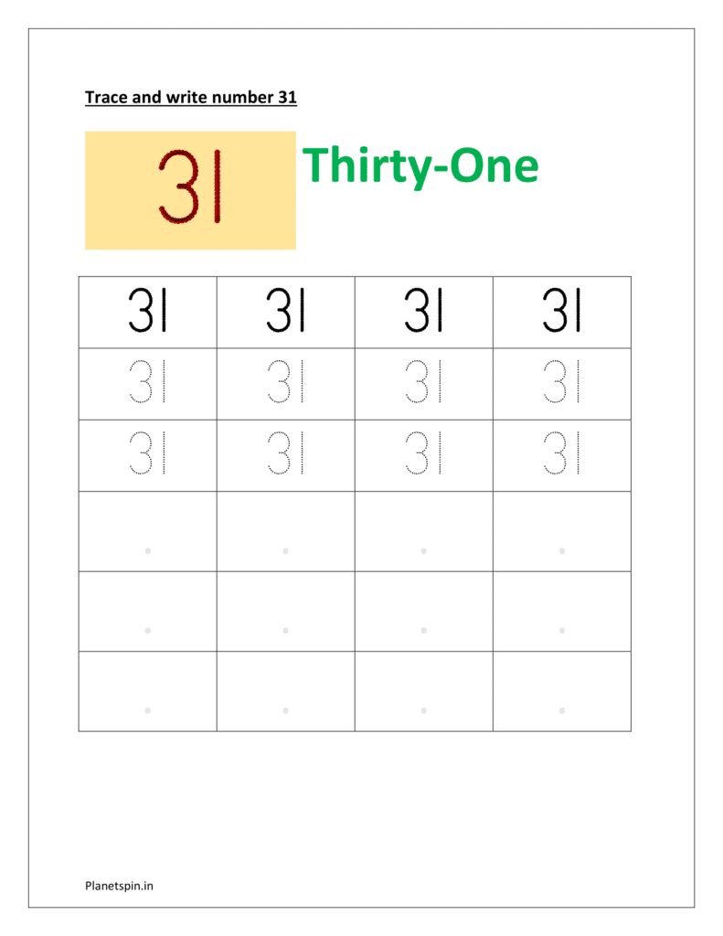 Tracing numbers 1-40 worksheets | Planetspin.in