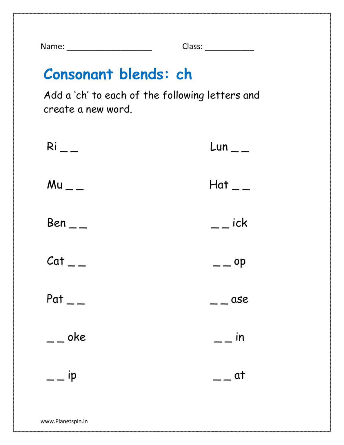 Blend words worksheet for kindergarten | Planetspin.in