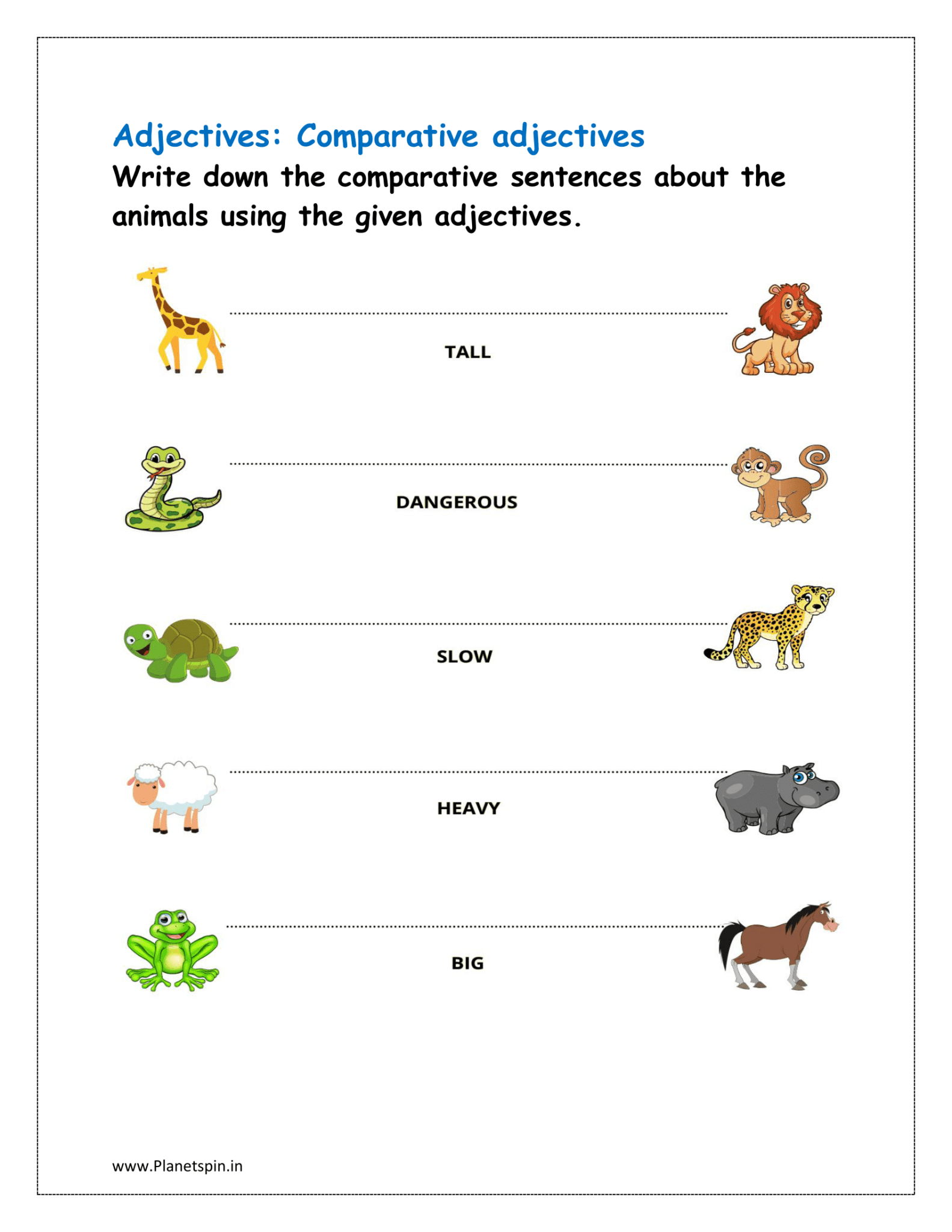 Comparing adjectives worksheet grade 1 | Planetspin.in