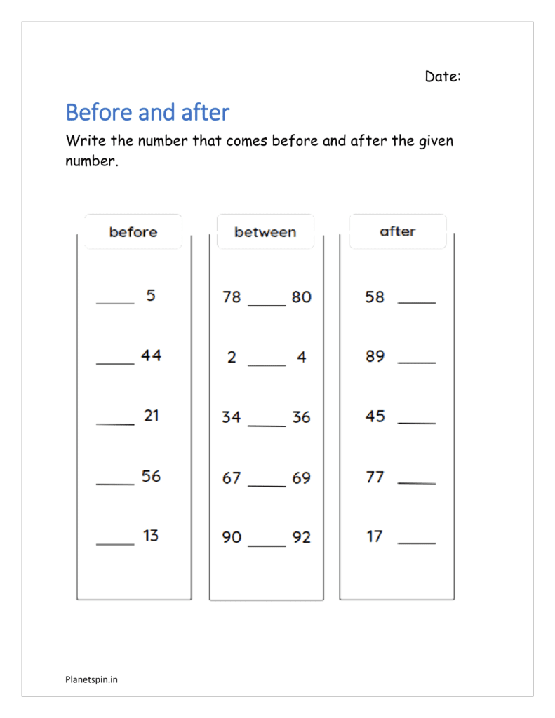 Backward counting worksheets for kindergarten | Planetspin.in