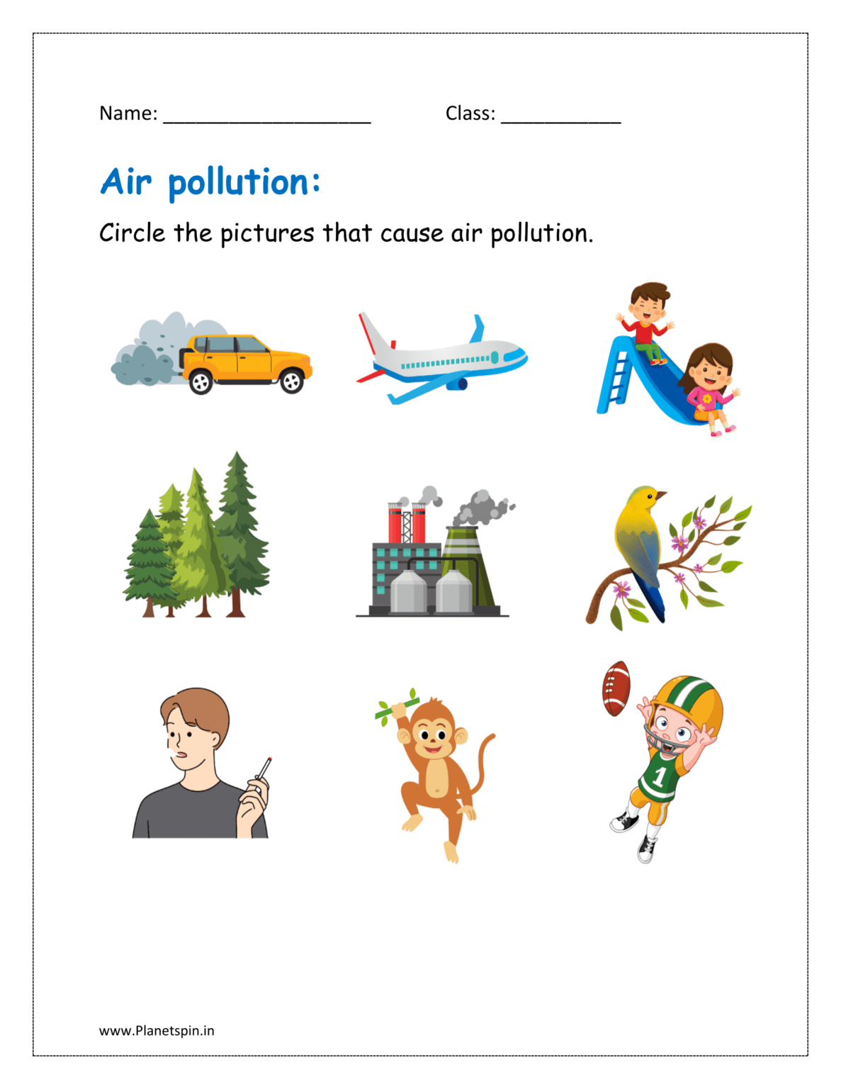 Air pollution worksheet for kindergarten | Planetspin.in Air pollution worksheet for kindergarten | Planetspin.in