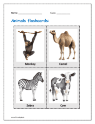 Free animals flashcards for kindergarten | Planetspin.in
