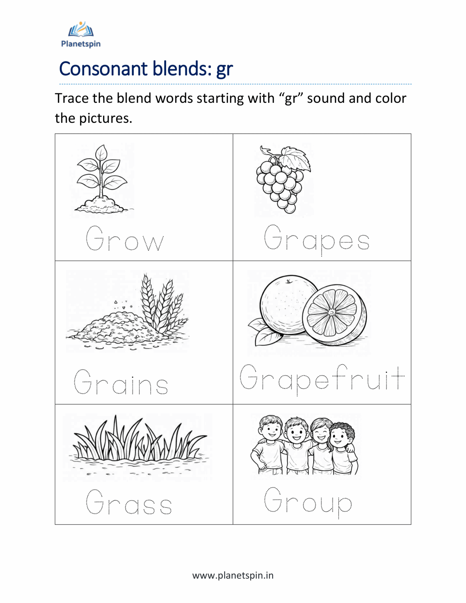 gr blends worksheets for kindergarten | Planetspin.in