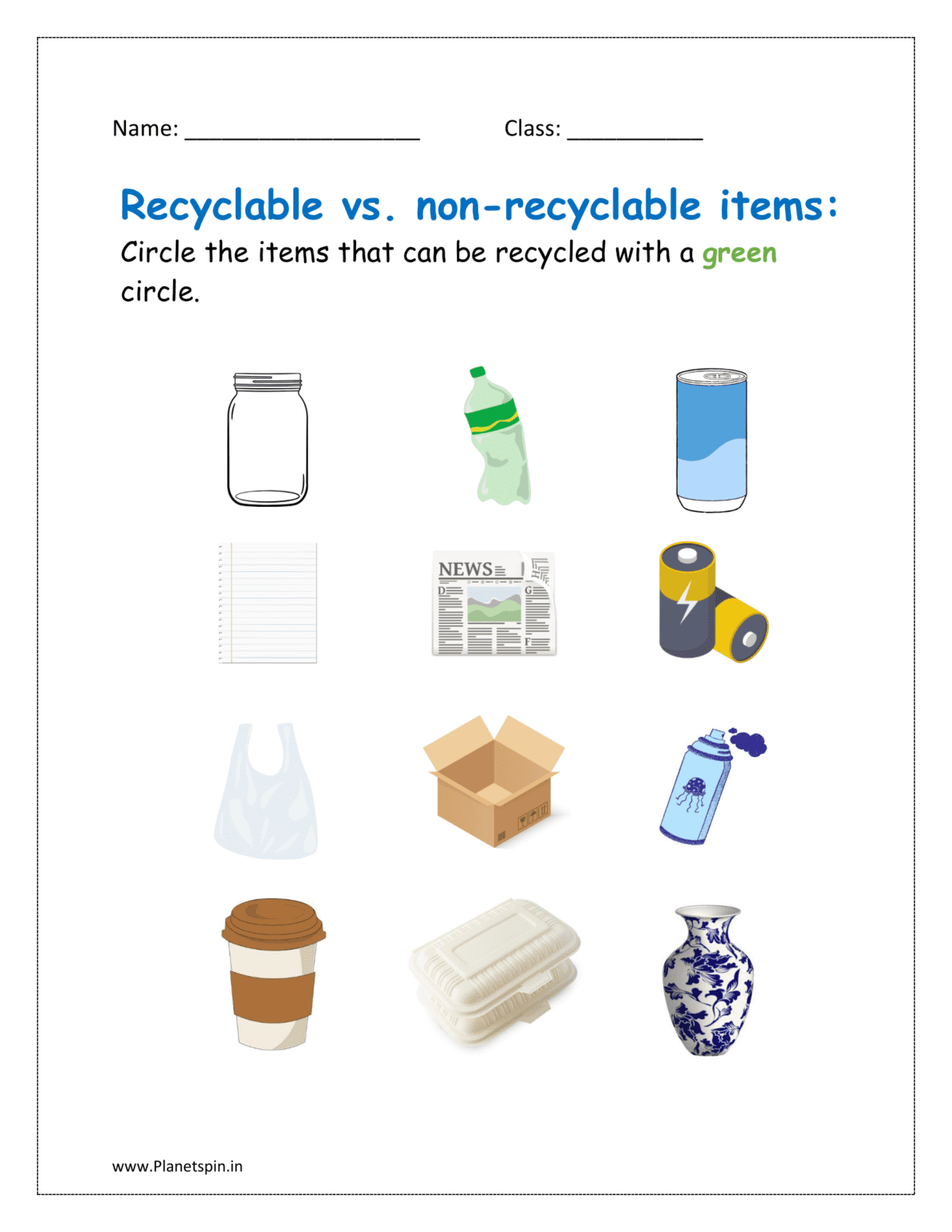 Free printable recycling worksheets for kindergarten