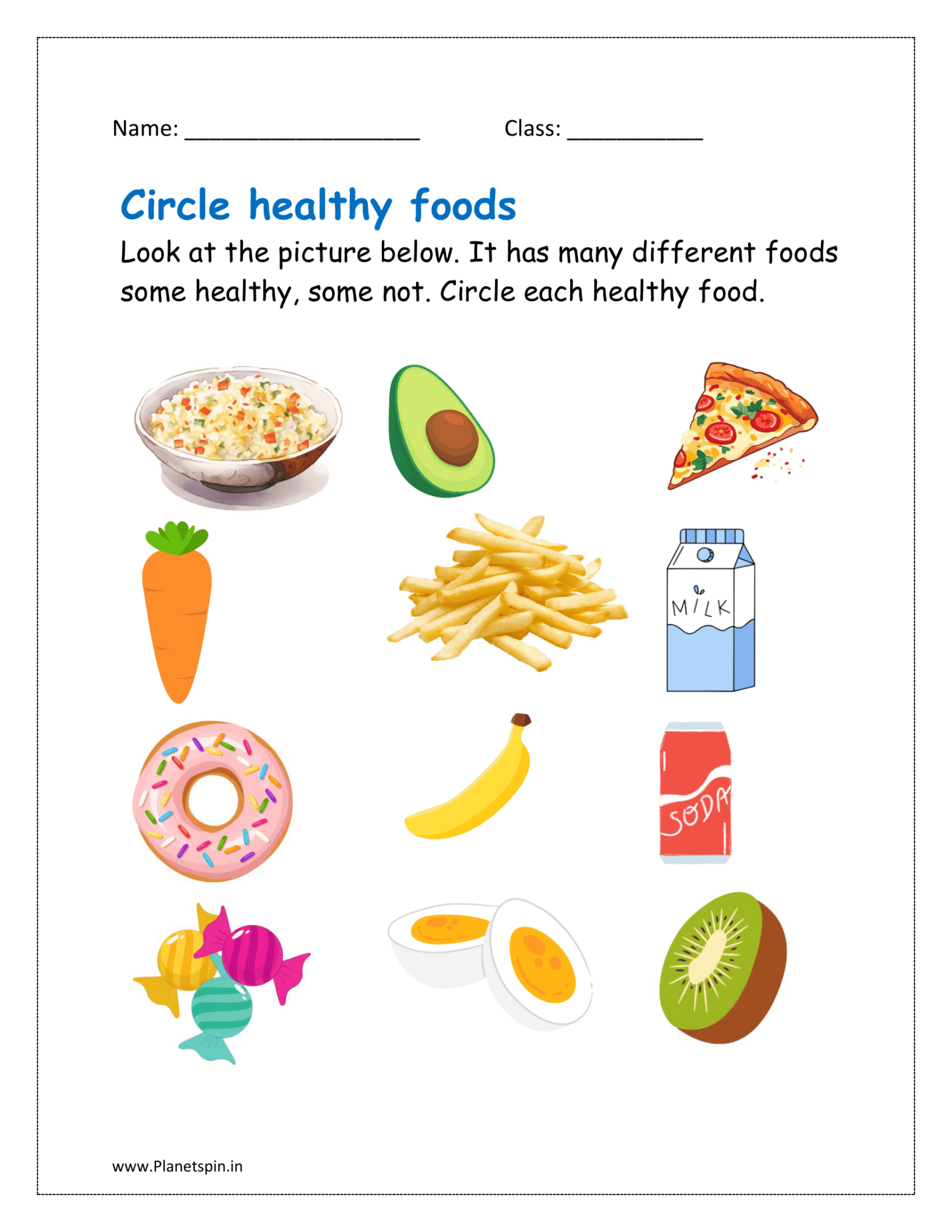 Free printable healthy food worksheets | Planetspin.in