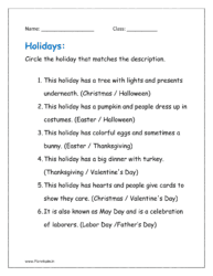 Holiday worksheet for kindergarten | Planetspin.in