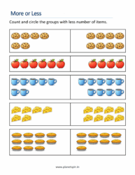More and less worksheets for kindergarten | Planetspin.in