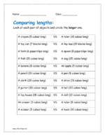 Non standard units of measurement worksheets grade 1
