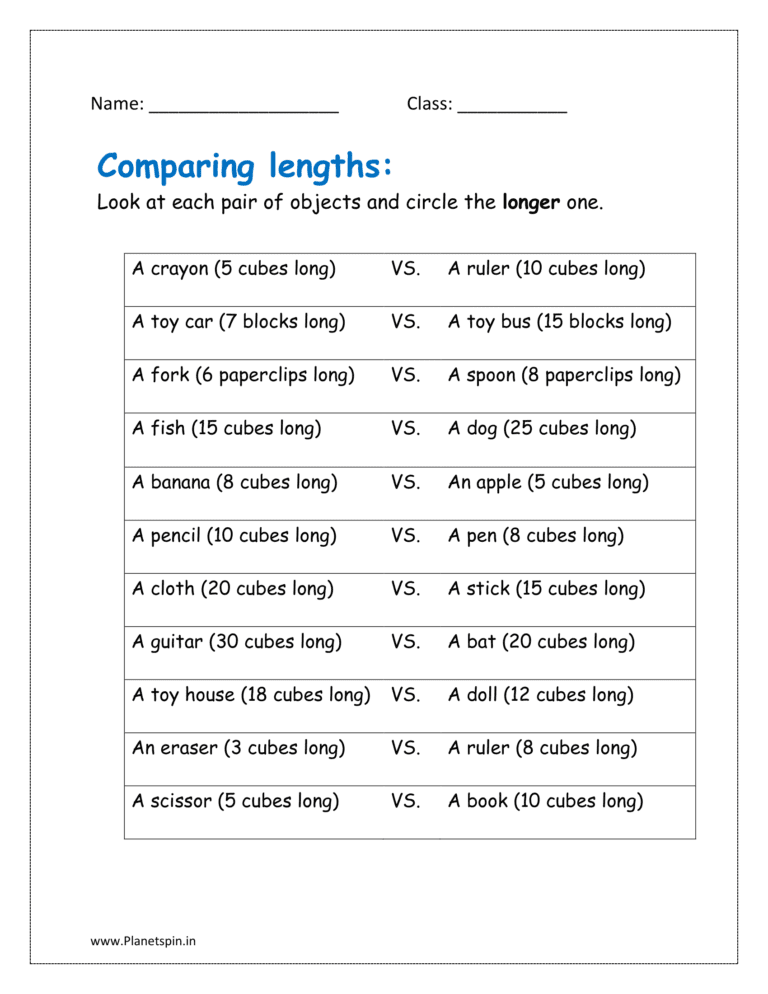 Non standard units of measurement worksheets grade 1