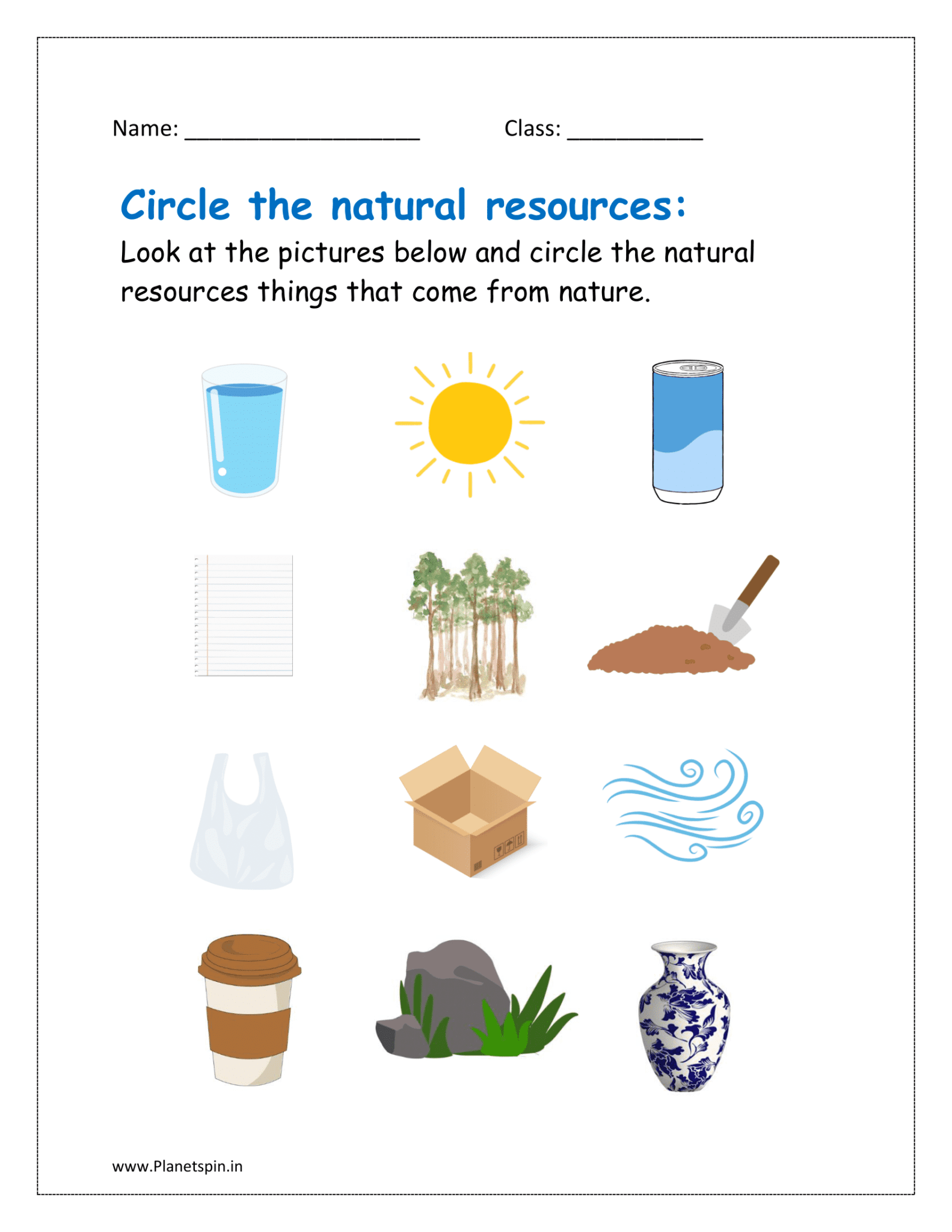 Natural resources worksheet | Planetspin.in