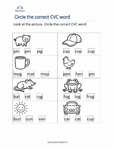 CVC words with pictures for kindergarten pdf | Planetspin.in