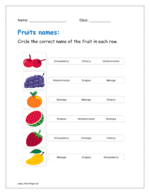 Fruits and vegetables worksheets PDF | Planetspin.in