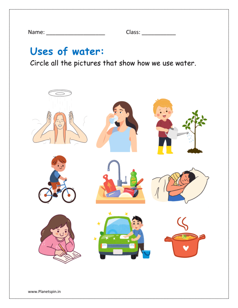 Uses of water worksheet for grade 1 pdf | Planetspin.in