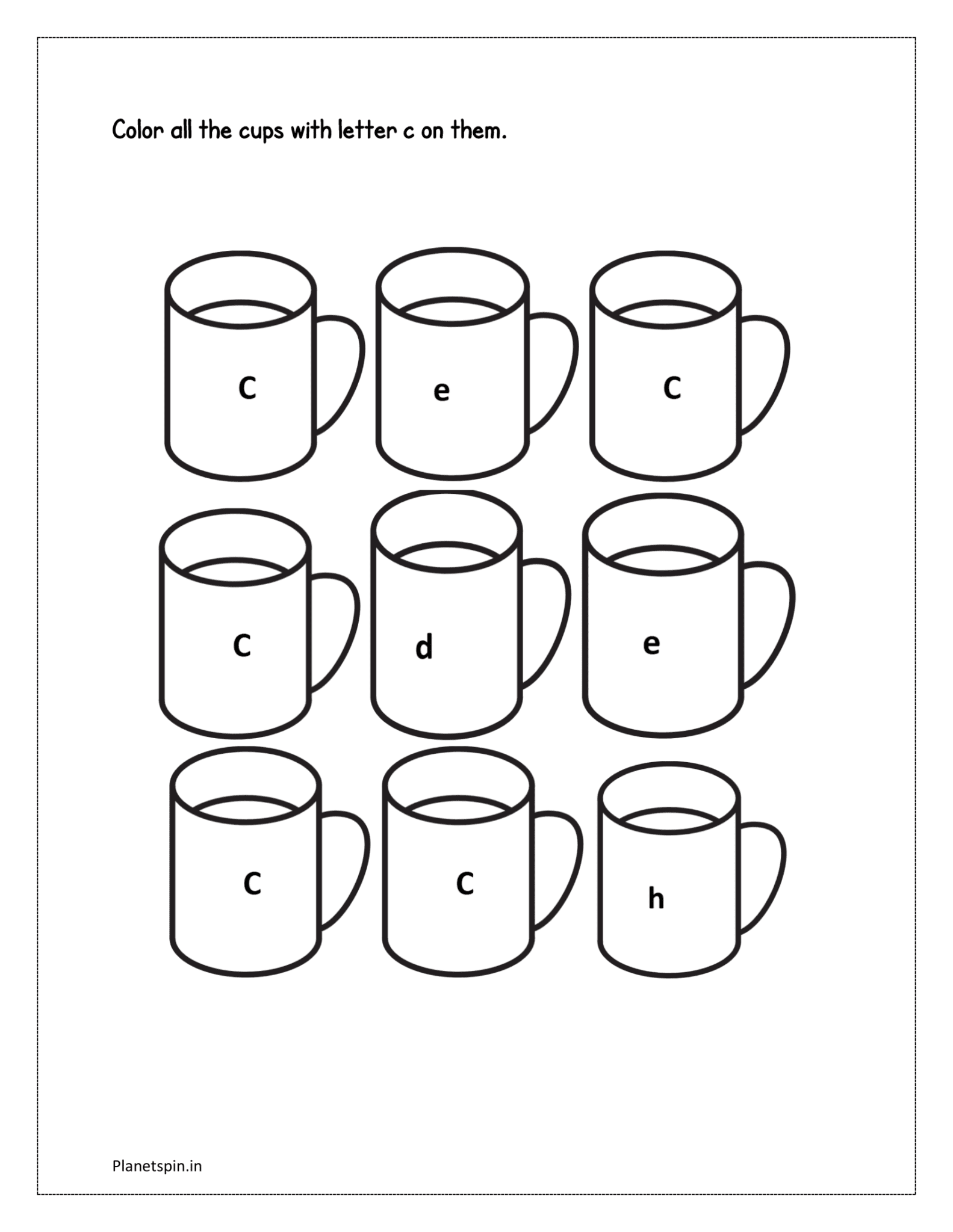 Letter recognition worksheets PDF free | Planetspin.in