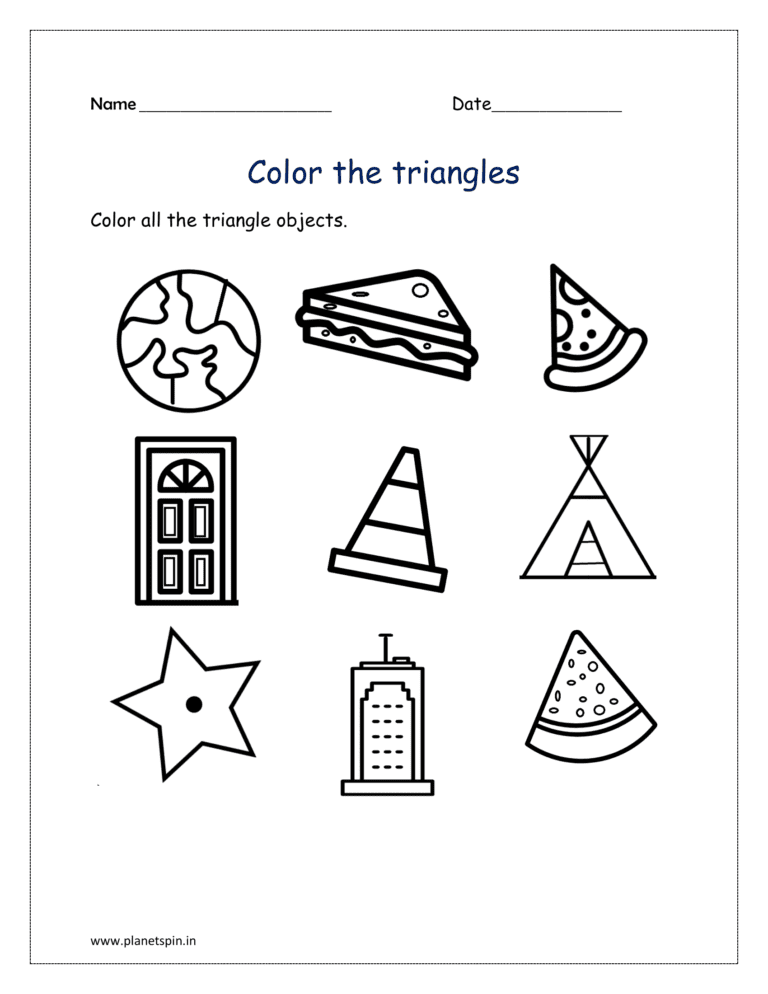 Coloring shapes worksheets for kindergarten | Planetspin.in