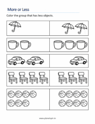 More and less worksheets for kindergarten | Planetspin.in