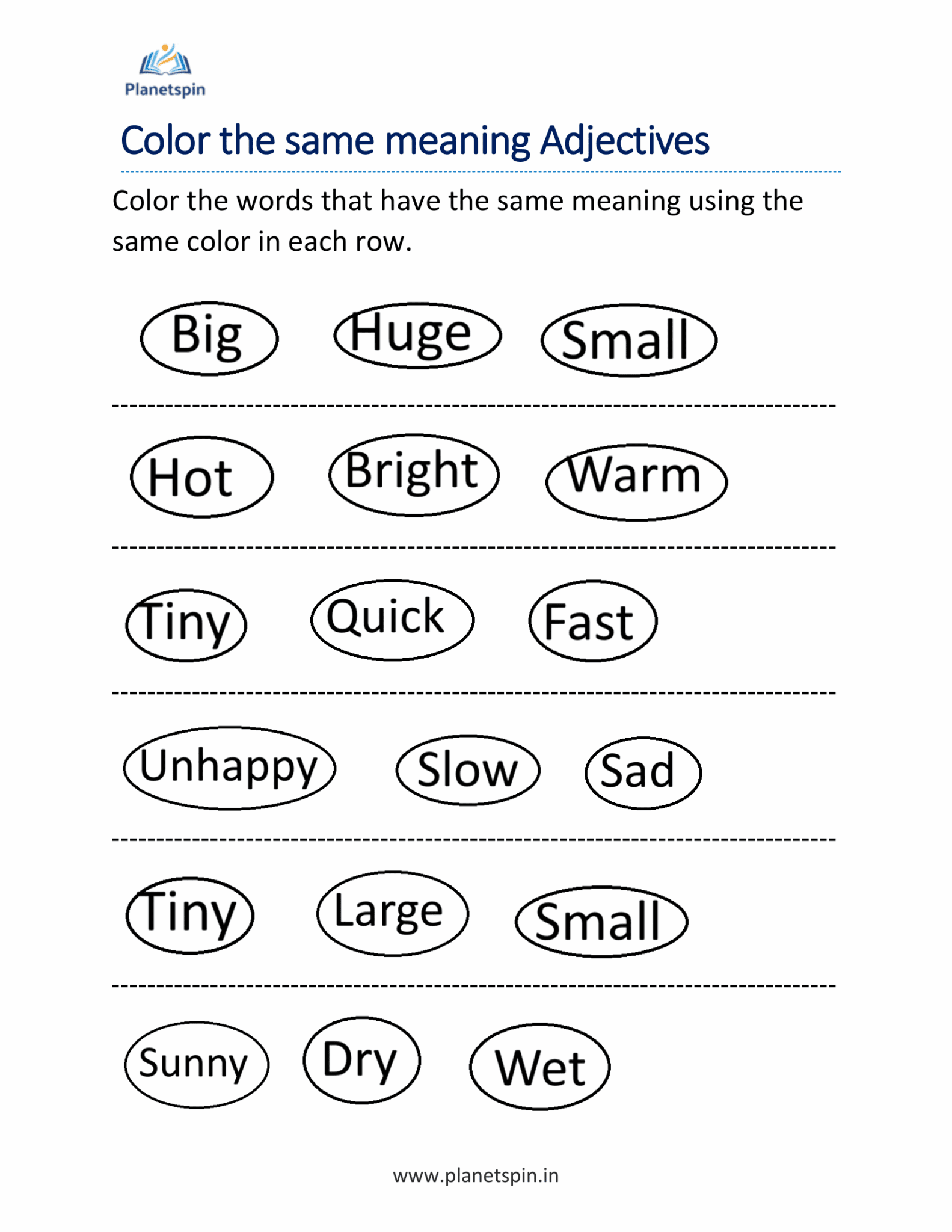 Action words worksheet with pictures | Planetspin.in