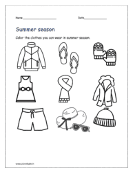 Seasons and clothes worksheet for kindergarten | Planetspin.in