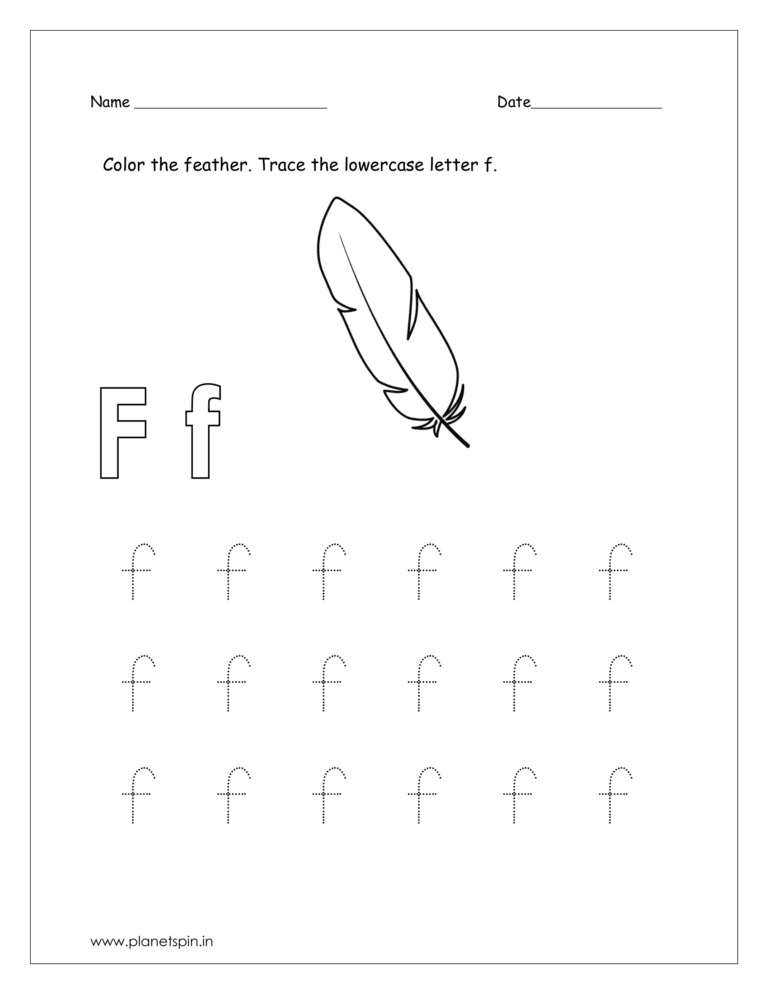 Lowercase f worksheet for kindergarten | Planetspin.in