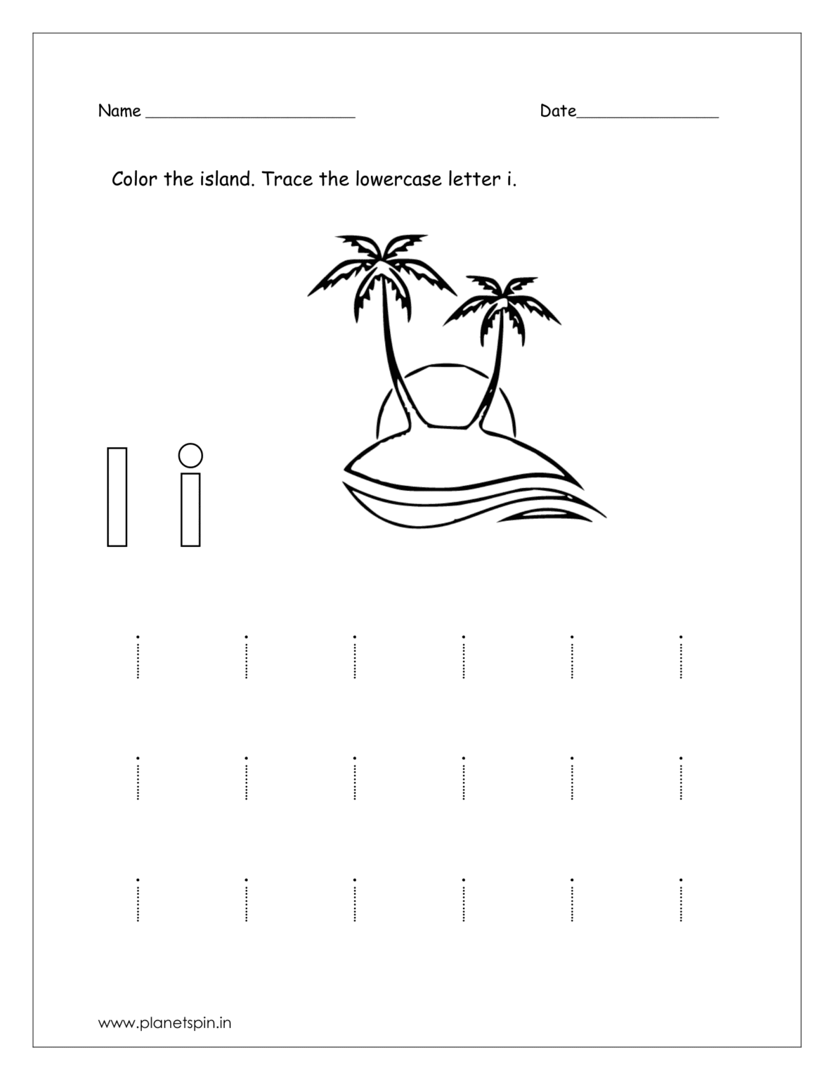 Lowercase dotted letter i worksheets | Planetspin.in