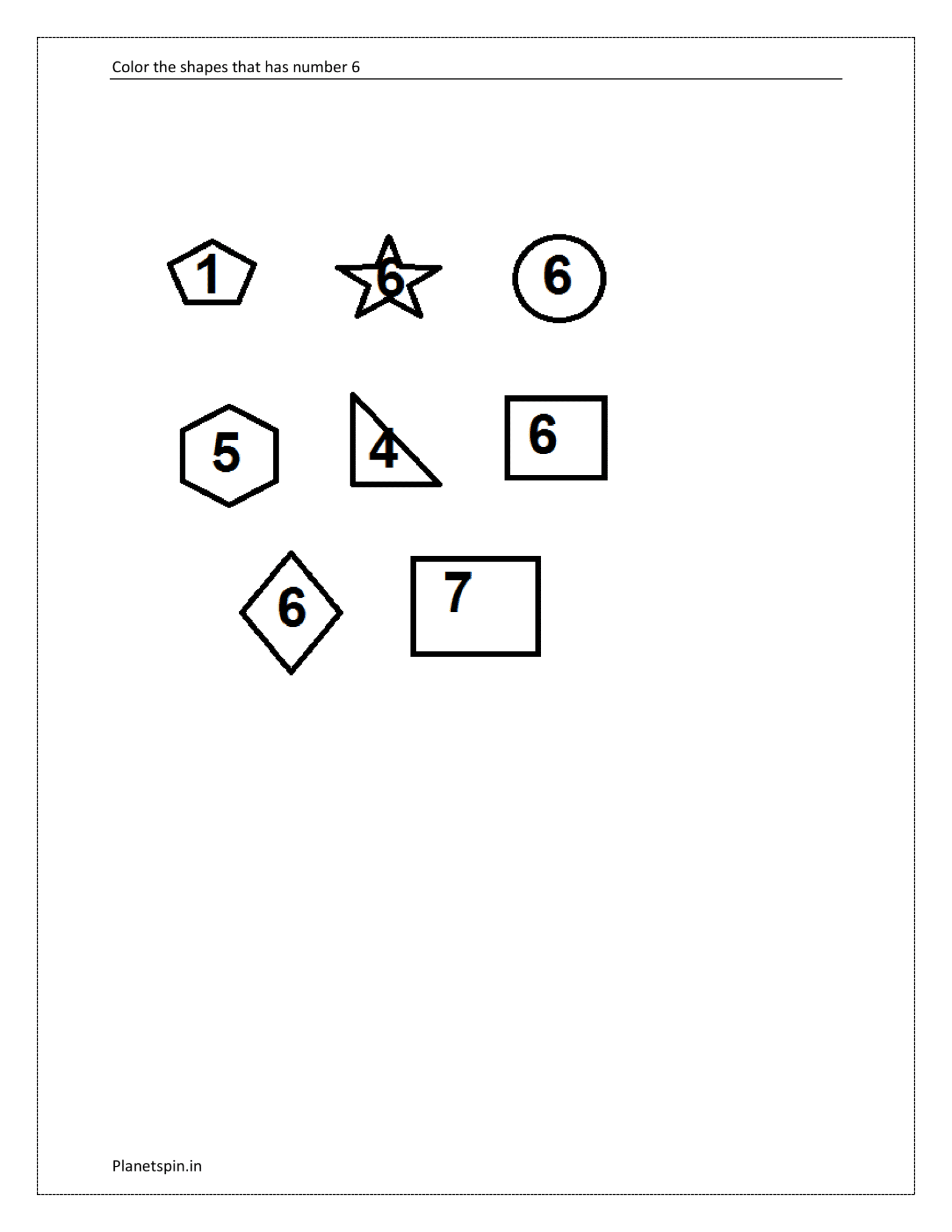Tracing number 6 worksheet PDF - Free printable for kindergarten