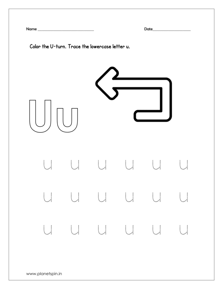 Lowercase letter u worksheets | Planetspin.in