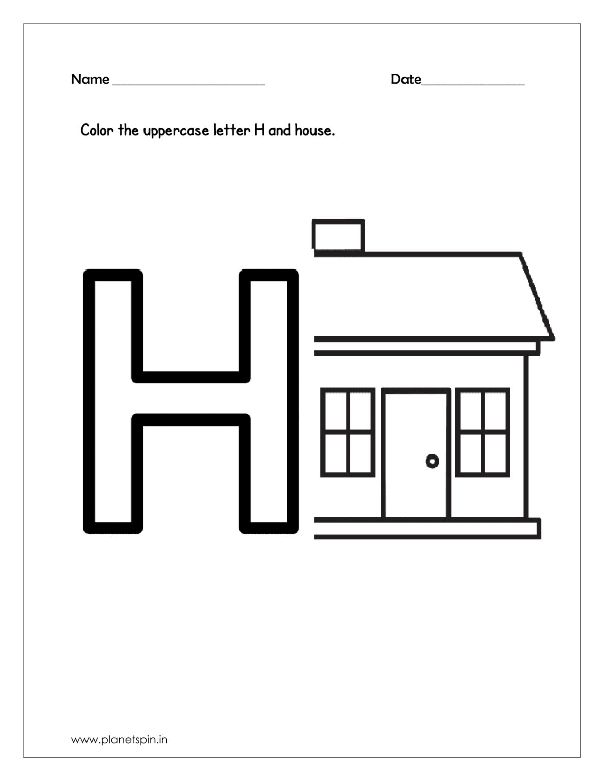 Trace the letter and colour the picture | Planetspin.in