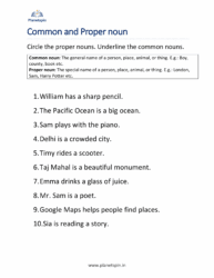 Common and proper nouns worksheets for grade 2 | Planetspin.in