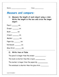 Comparing length worksheets grade 1 | Planetspin.in