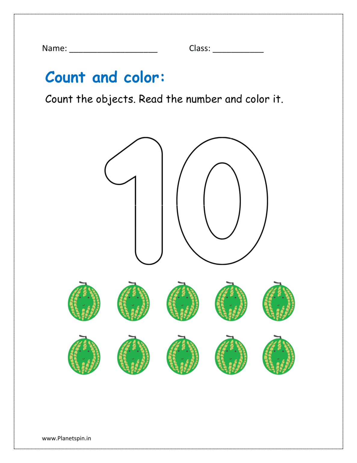 Count and color worksheets for kindergarten | Planetspin.in