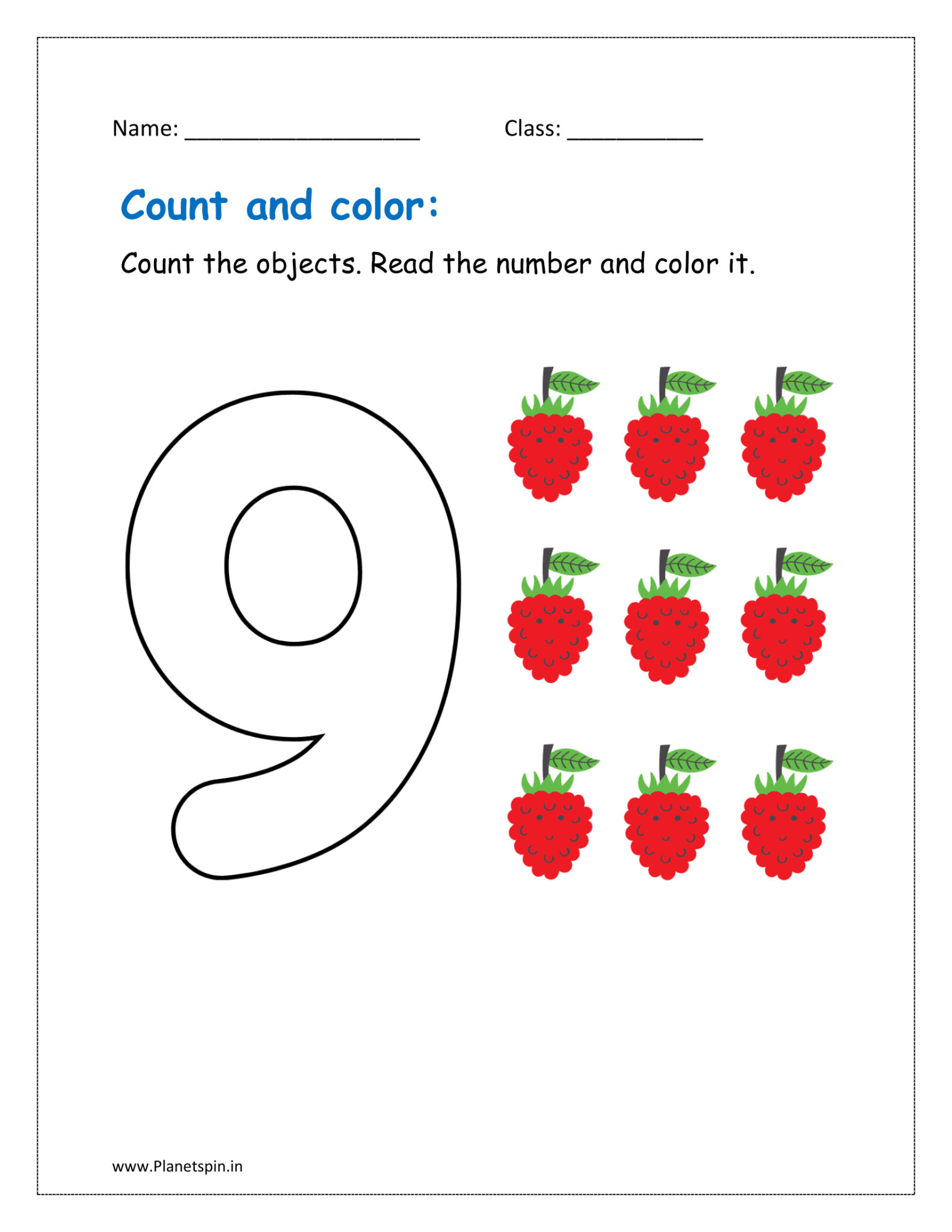 Count and color worksheets for kindergarten | Planetspin.in