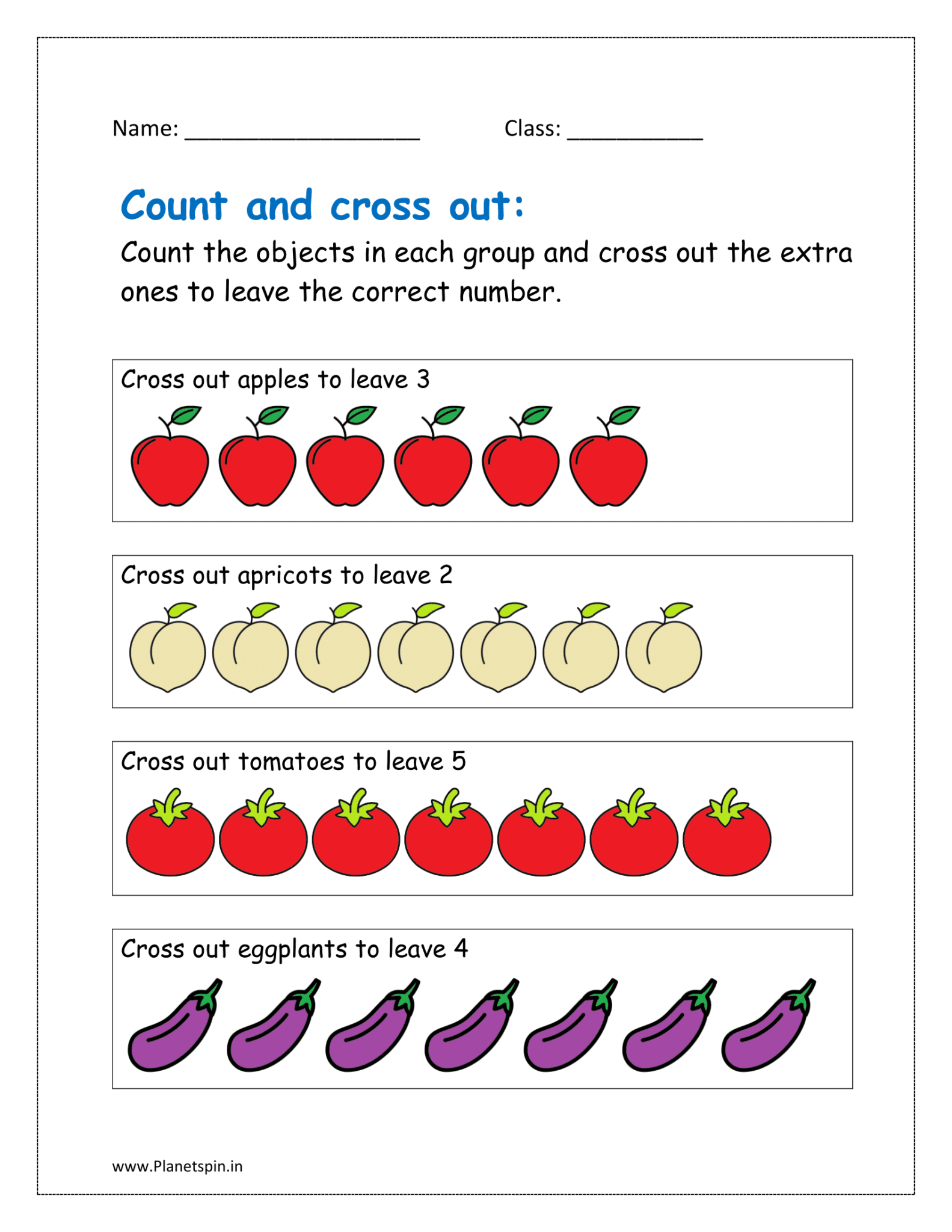 Count cross and write number worksheet | Planetsin.in