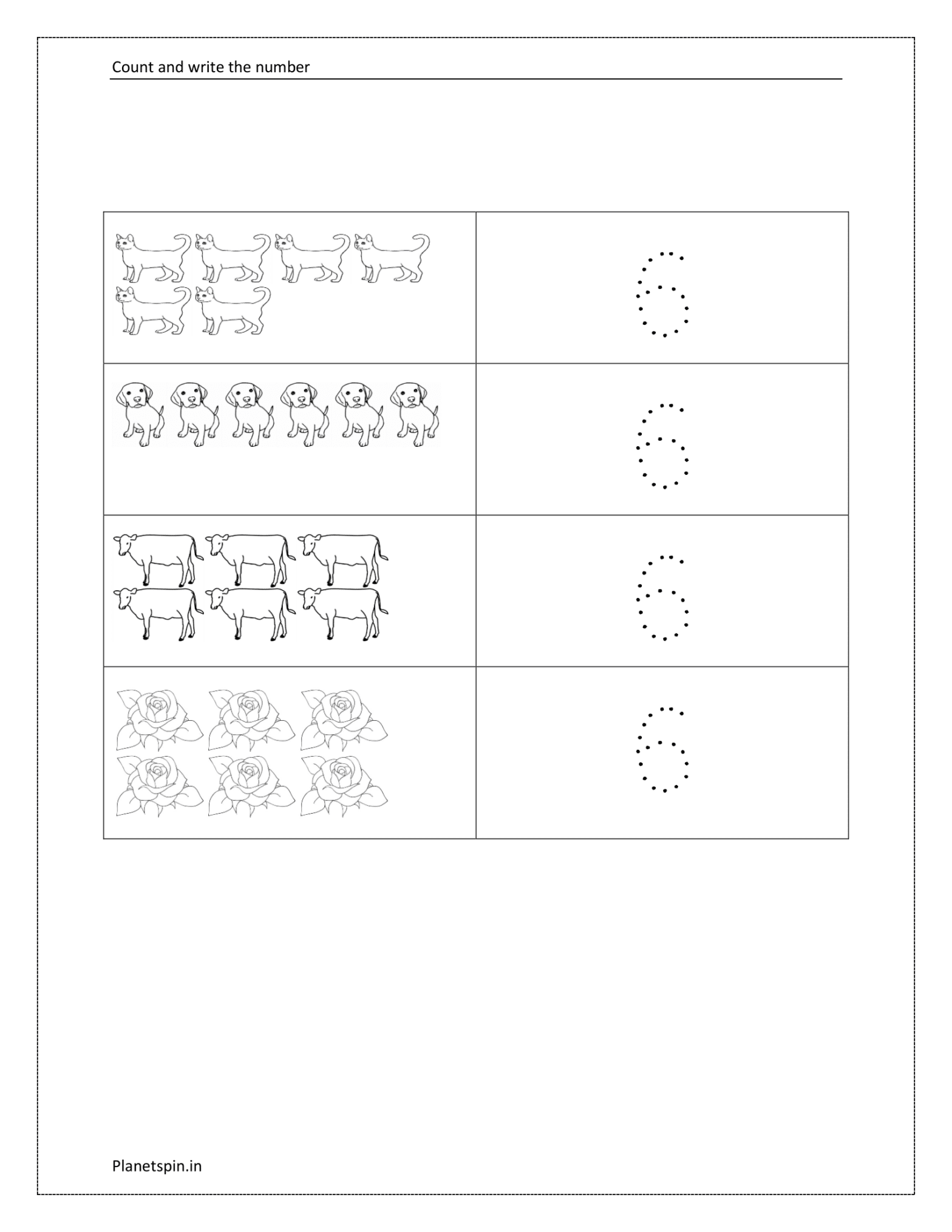 Tracing number 6 worksheet PDF - Free printable for kindergarten