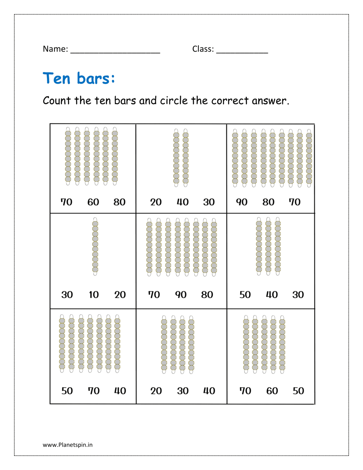 Tens and ones worksheet for grade 1 | Planetspin.in
