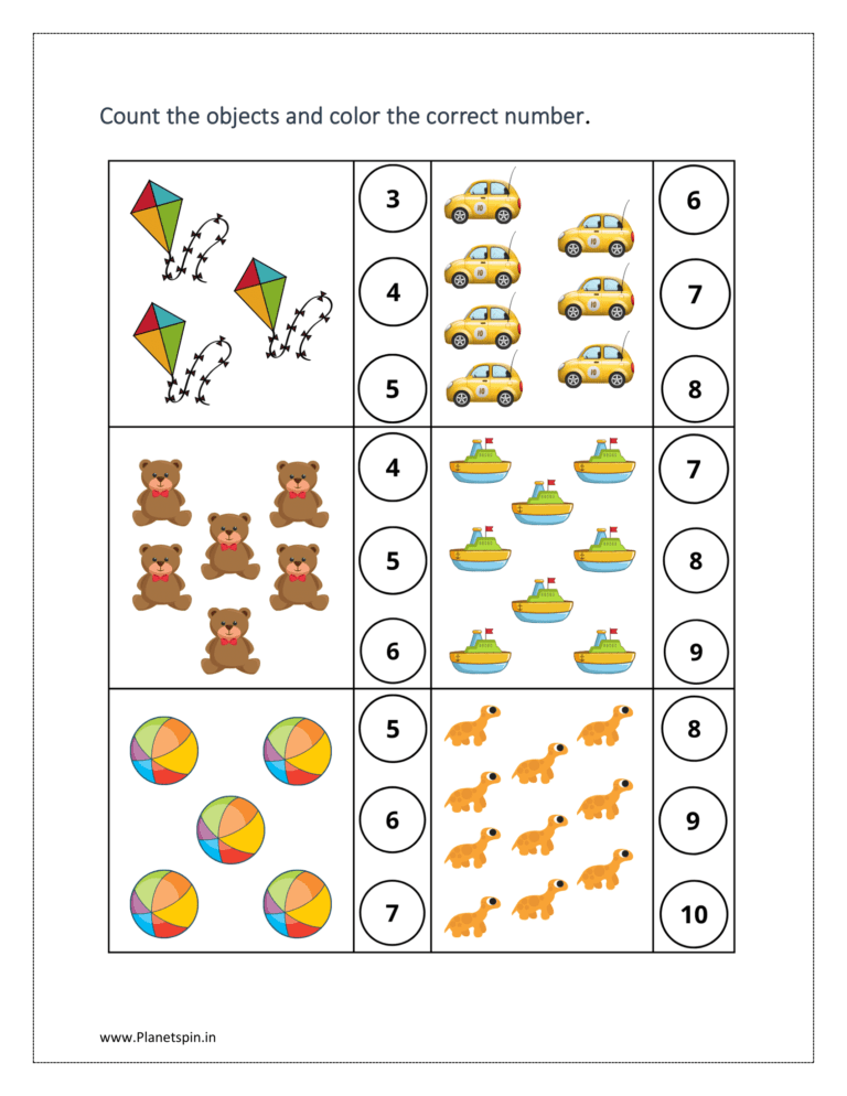 Count and circle the correct number worksheet | Planetspin.in