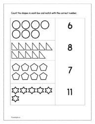 Match the number with picture worksheets | Planetspin.in