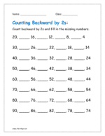Counting backwards worksheets grade 1 | Planetspin.in