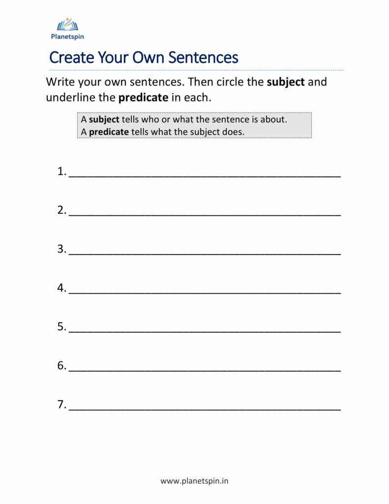 Subject vs predicate worksheets for grade 2 | Planetspin.in