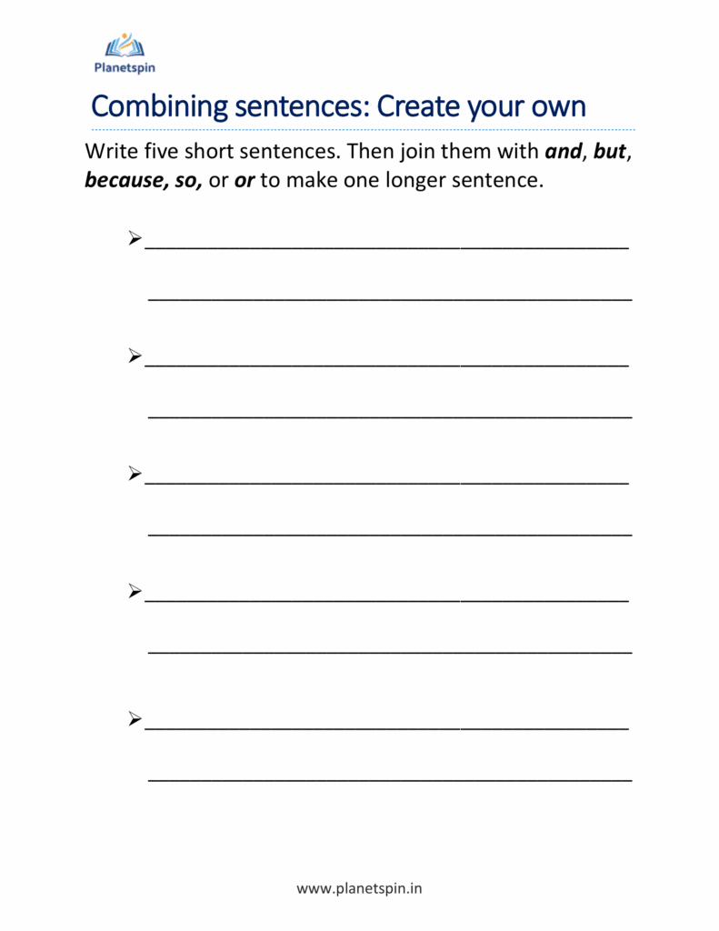 Combining sentences worksheet grade 2 | Planetspin.in