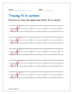 Free printable cursive n worksheet for kids (Free Printable)