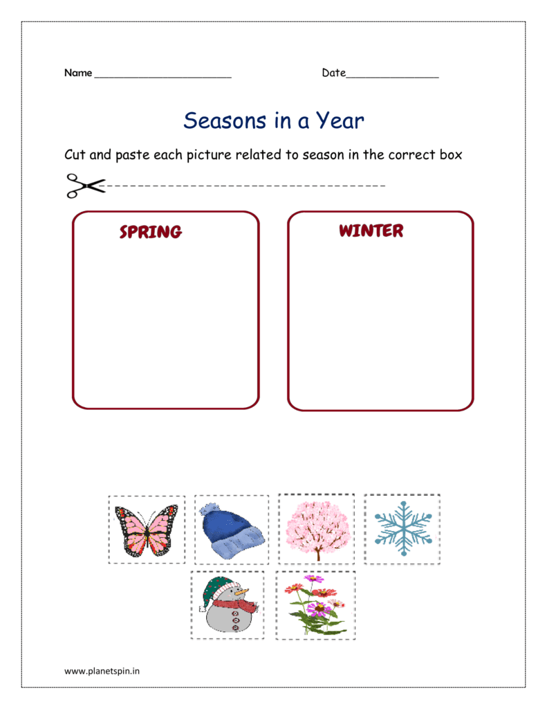 Seasons Of The Year Worksheet For Kindergarten Planetspin In