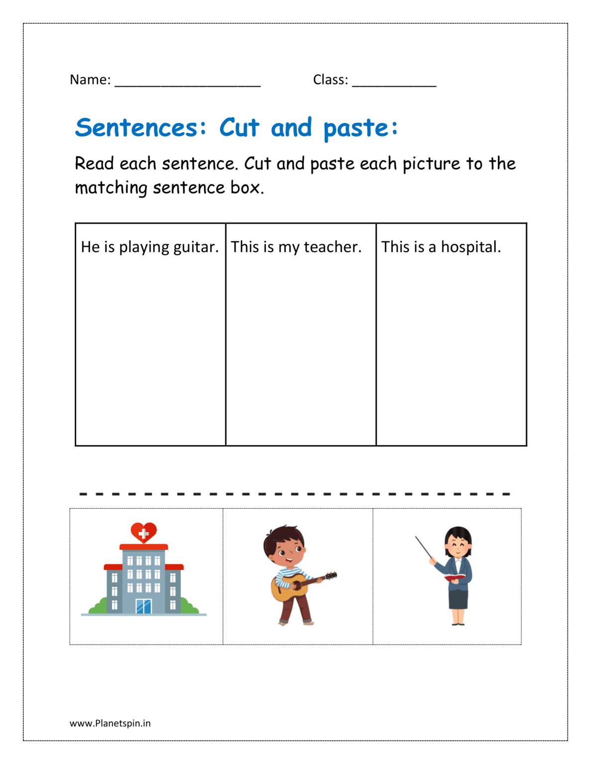 Cut and paste sentence worksheets | Planetspin.in