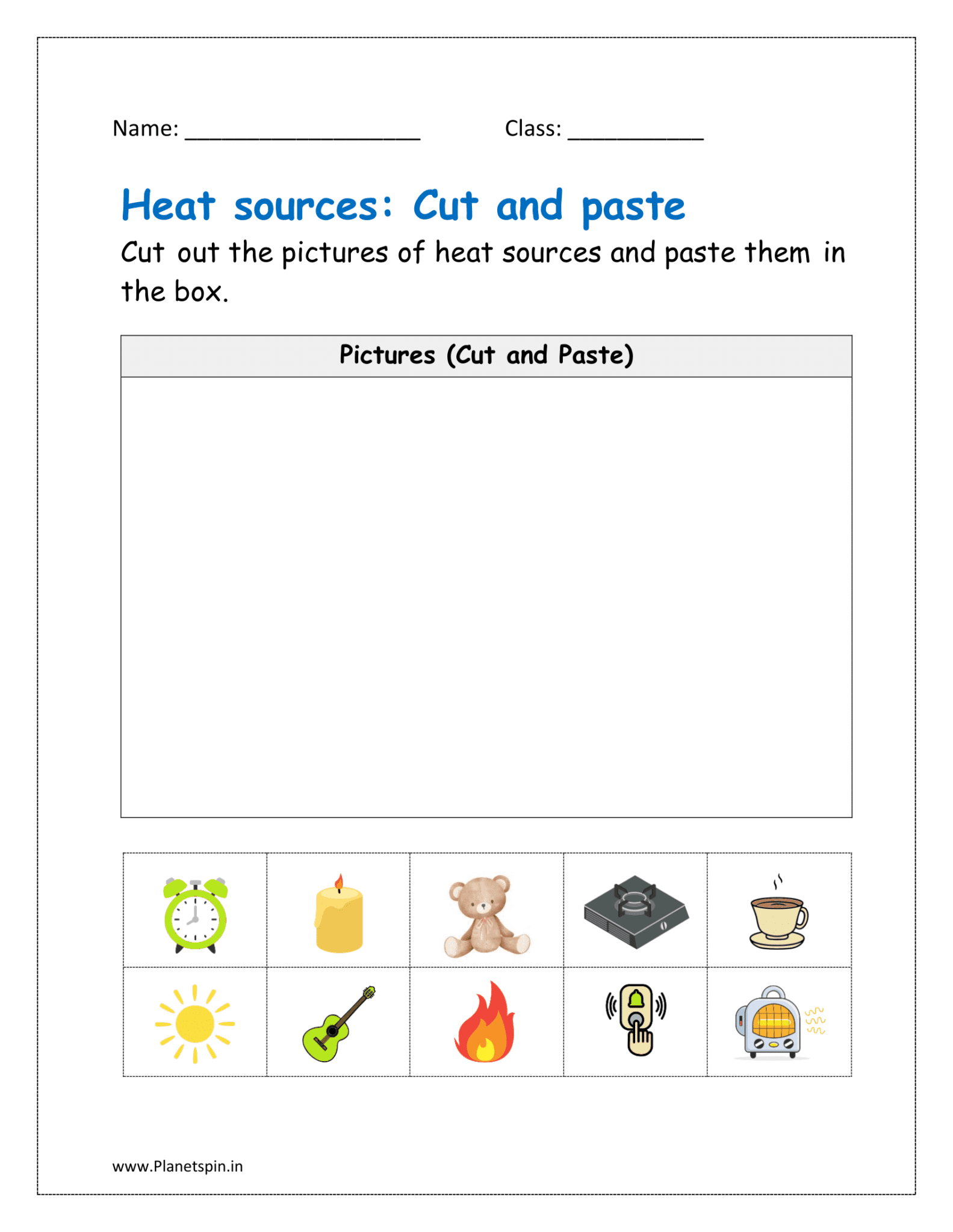 Heat energy worksheet for kindergarten | Planetspin.in