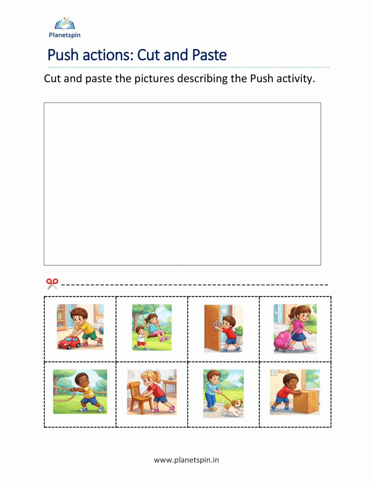 Push and pull sorting activity for kindergarten | Planetspin.in