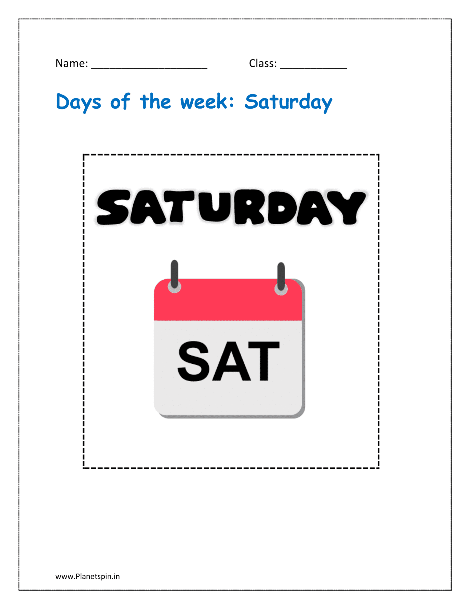 Days of the week flashcards printable free | Planetspin.in