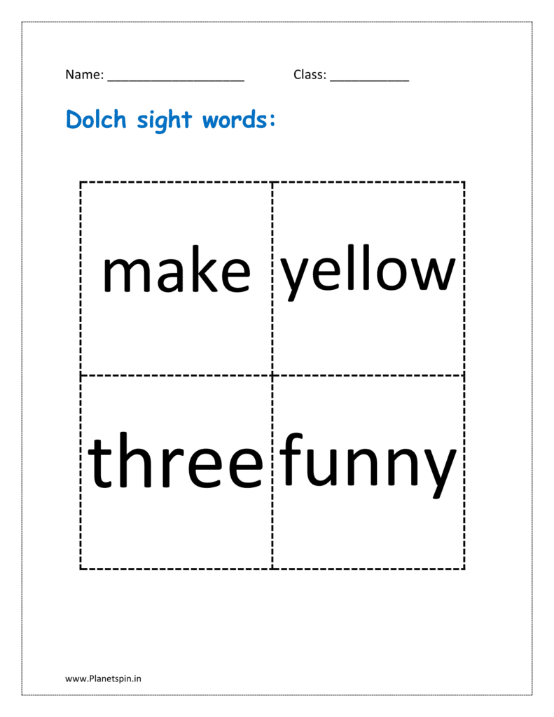 Dolch sight words flash cards | Planetspin.in