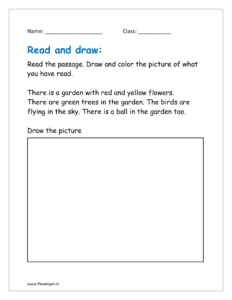 Read and draw the picture worksheet | Planetspin.in