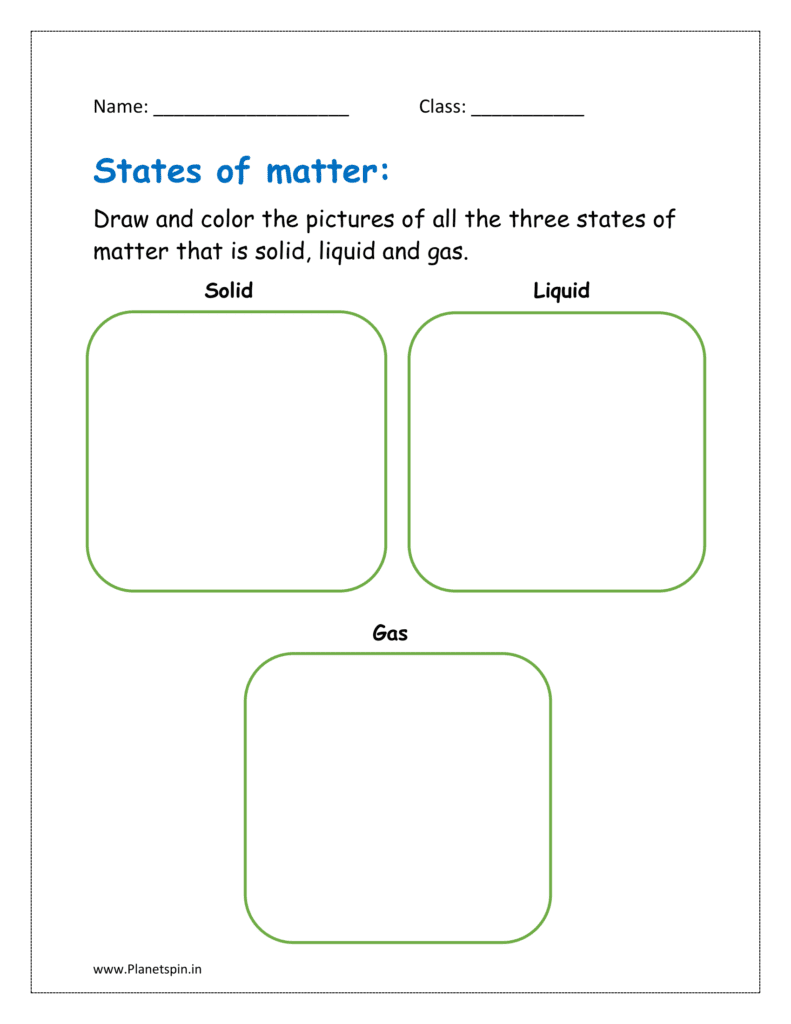 Solid liquid gas worksheet - The States of matter | Planetspin.in